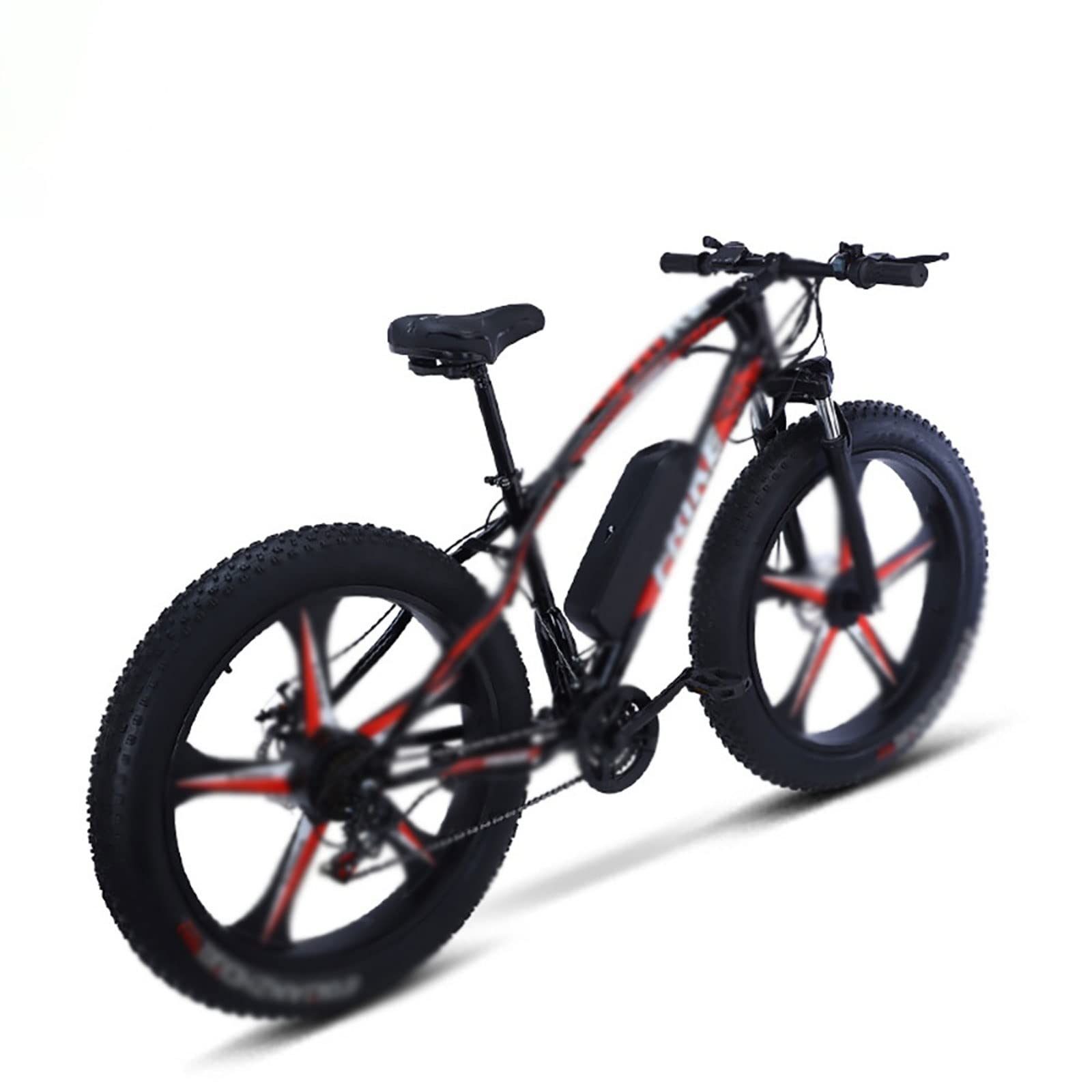 Wonzoneddzxc Electric Bicycles 4.0 Fat Tire Electric Bicycle Mountain Lithium Assist Snowmobile Integrated Wheel Variable Speed Beach Bike (Color : Black-Red)