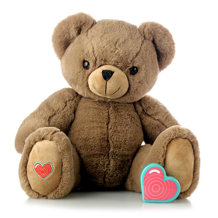 My Baby's Heartbeat Bear Recordable Stuffed Animals 20 sec Heart Voice Recorder for Ultrasounds and Sweet Messages Playback, Perfect Gender Reveal for Moms to Be, Cocoa Bear