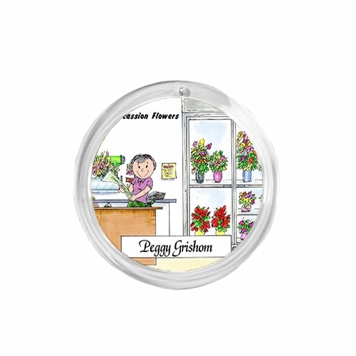 PrintedPerfection.com Personalized Round Christmas Ornament Friendly Folks: Florist - Female flower shop, floral deisgner, FTD