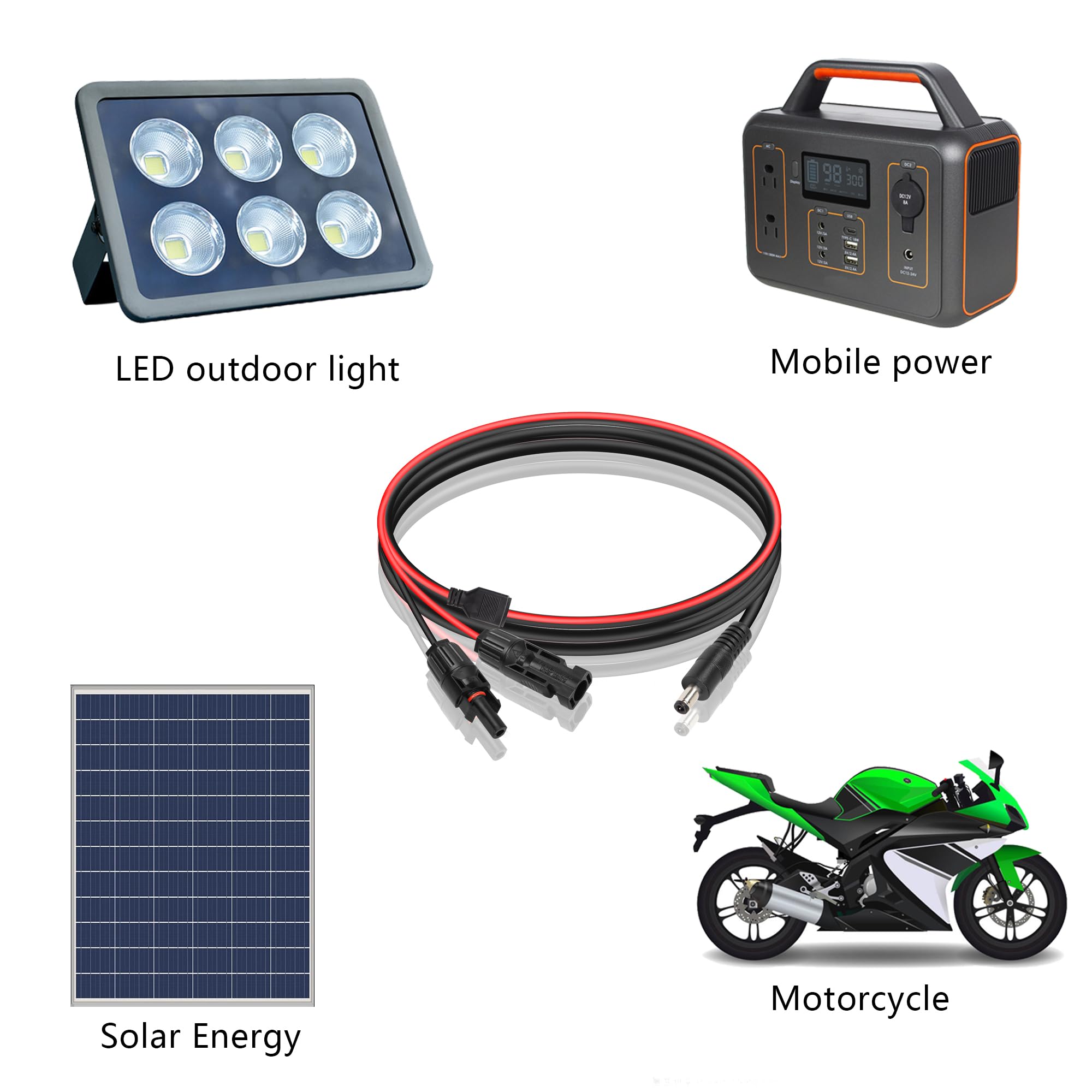 PNGKNYOCN Solar Panel Connectors to DC 5.5x2.1mm Extension Power Cable 14AWG Solar Panel Converter Cable for Solar Panel Charger and Portable Solar Generator(4.9FT)