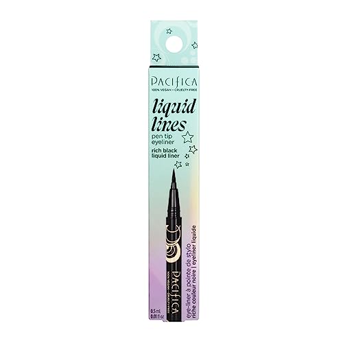 Pacifica Beauty, Eye Love Liquid Charcoal Eyeliner, Black, No-Skip, Smudge-Proof, Matte Finish, Precise Application, Pen Tip, Vegan, Cruelty-Free