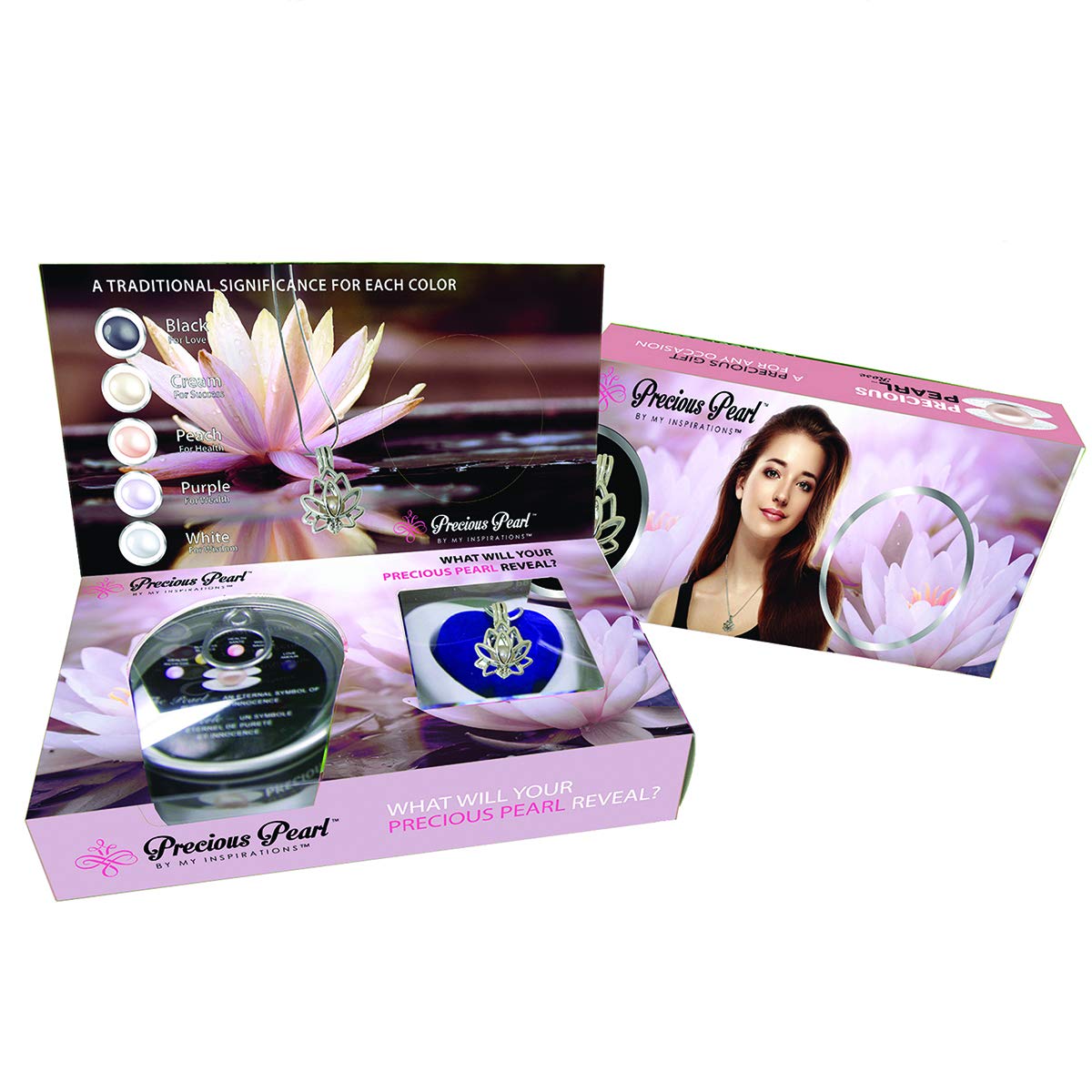 My Inspirations Precious Pearl Pearl in Oyster Kit, Mysterious Pearl Gift Set, DIY Necklace Making Kit, Elegant Pendant with 20" Chain, Great Gift for Any Occasion(Lotus)