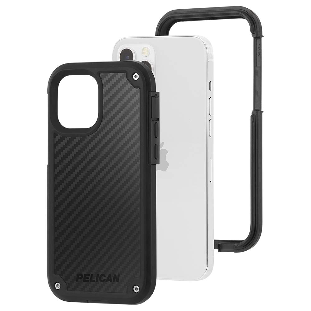 Pelican Protector Series - iPhone 12 / iPhone 12 Pro Case [15ft MIL-Grade Drop Protection] [Wireless Charging Compatible] Heavy Duty Protective Case Cover For iPhone 12 Pro / 12 6.1 inch - Black
