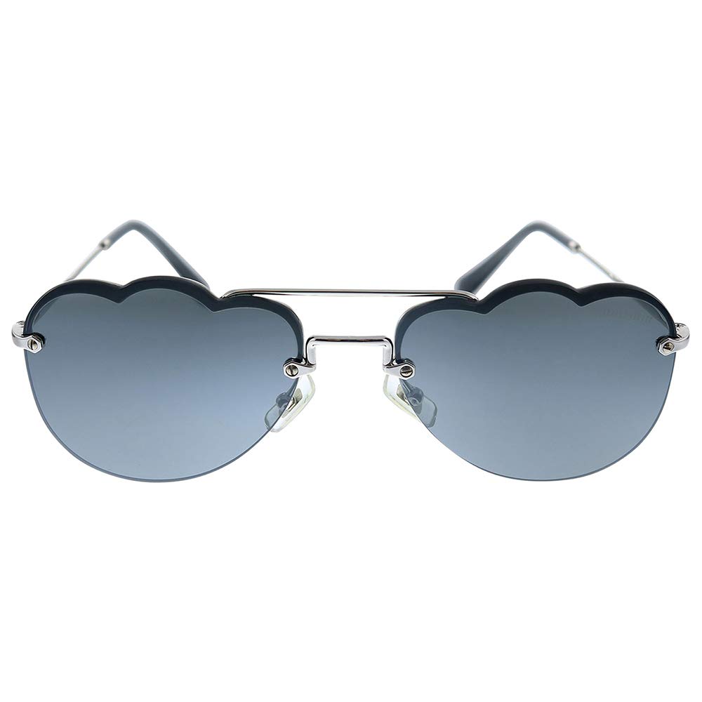Miu Miu MU 56U BC17 Silver Metal Oval Sunglasses Grey Lens