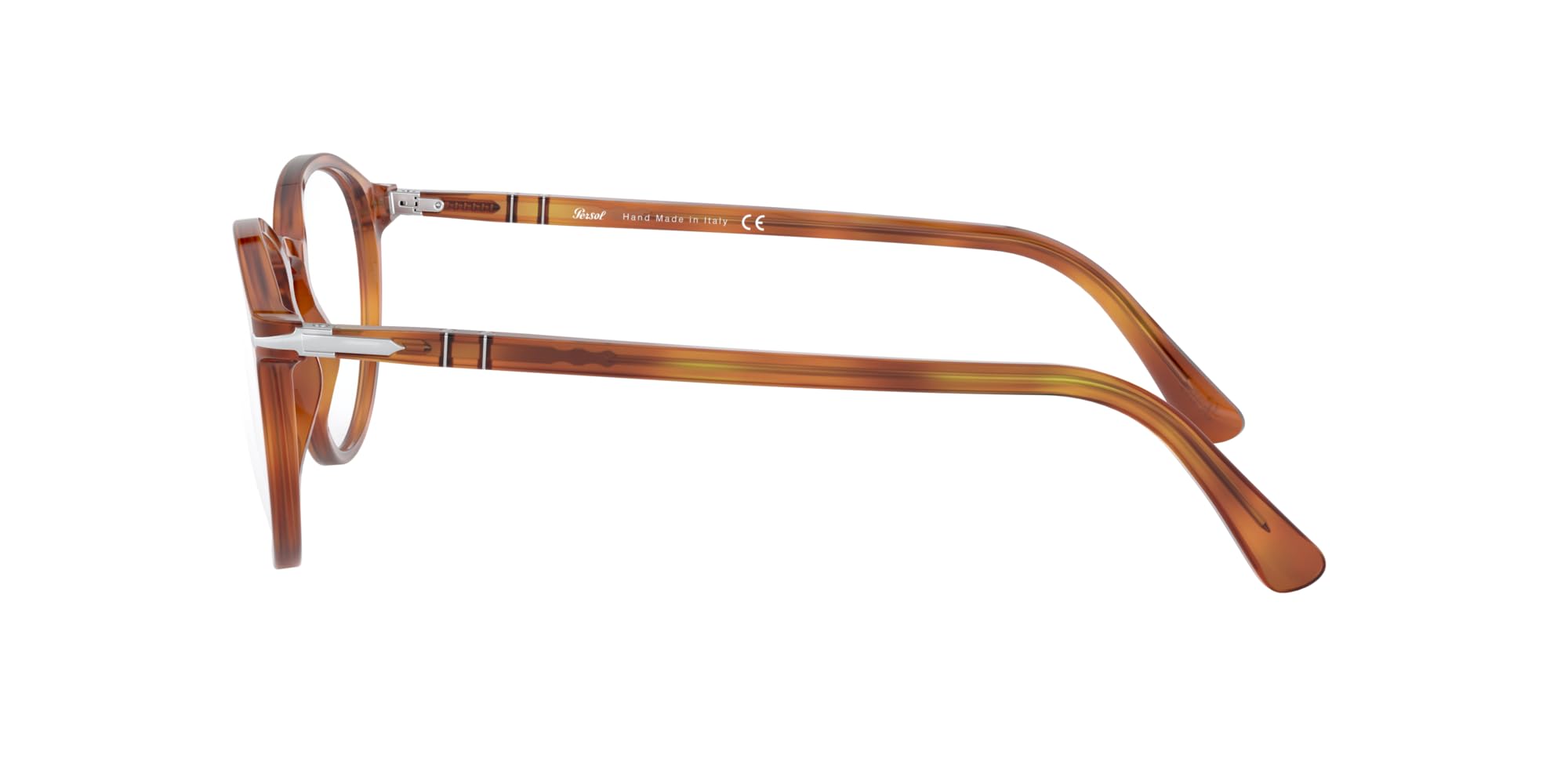 Persol PO3218V Round Prescription Eyewear Frames, Terra Di Siena/Demo Lens, 51 mm