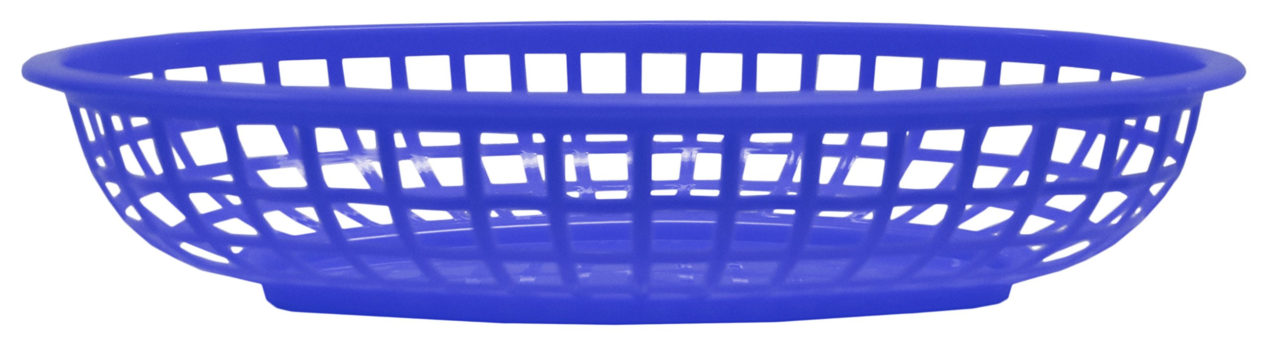 Set of 12 Blue Oval Fast Food / Deli Baskets, 9.25 by 5.67-Inch, Blue (12)