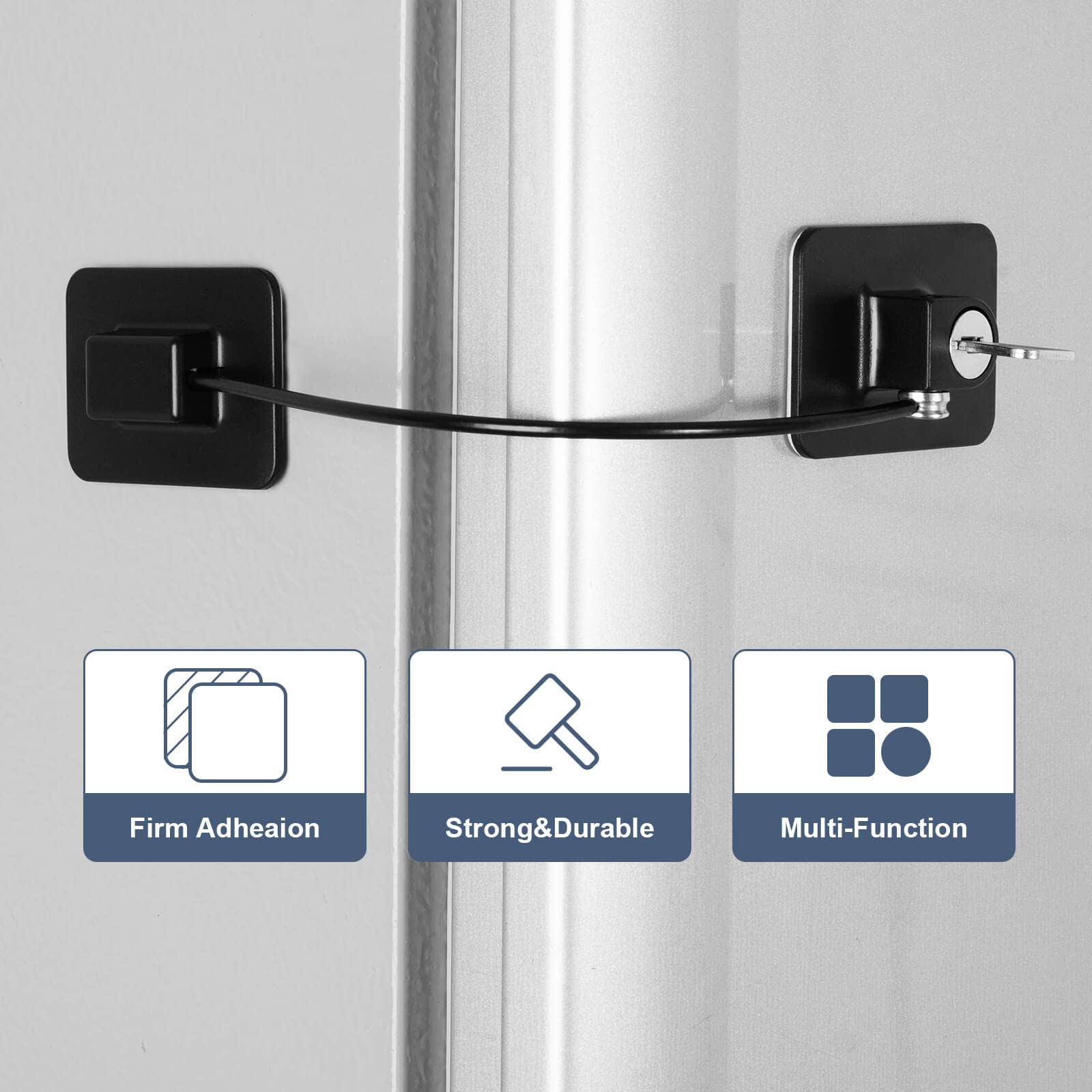 Secure Your Refrigerator and Cabinets with 2 Pcs Fridge Lock(4 Key) – Refrigerator Lock – Child and Adult Safety Locks with Keys for Pantry, Freezer, and More! (Black)