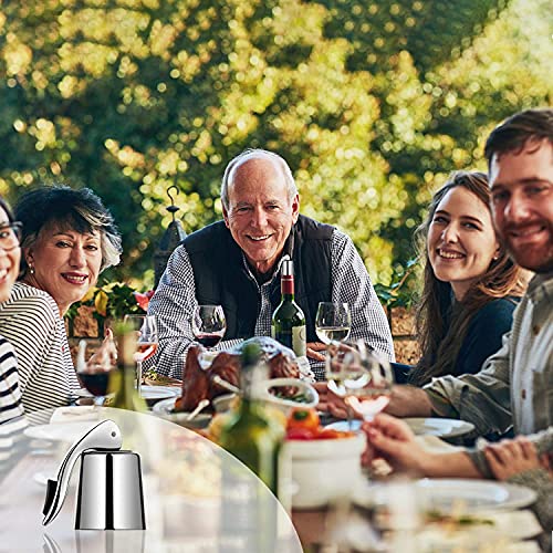 Wine Stoppers(2 PACK Bright),Wine Bottle Stoppers Stainless Steel,Reusable Wine Saver,Wine Sealer Keeps Wine Fresh,Wine Bottle Plug With Silicone,Superior Leak-Proof,Best Gift