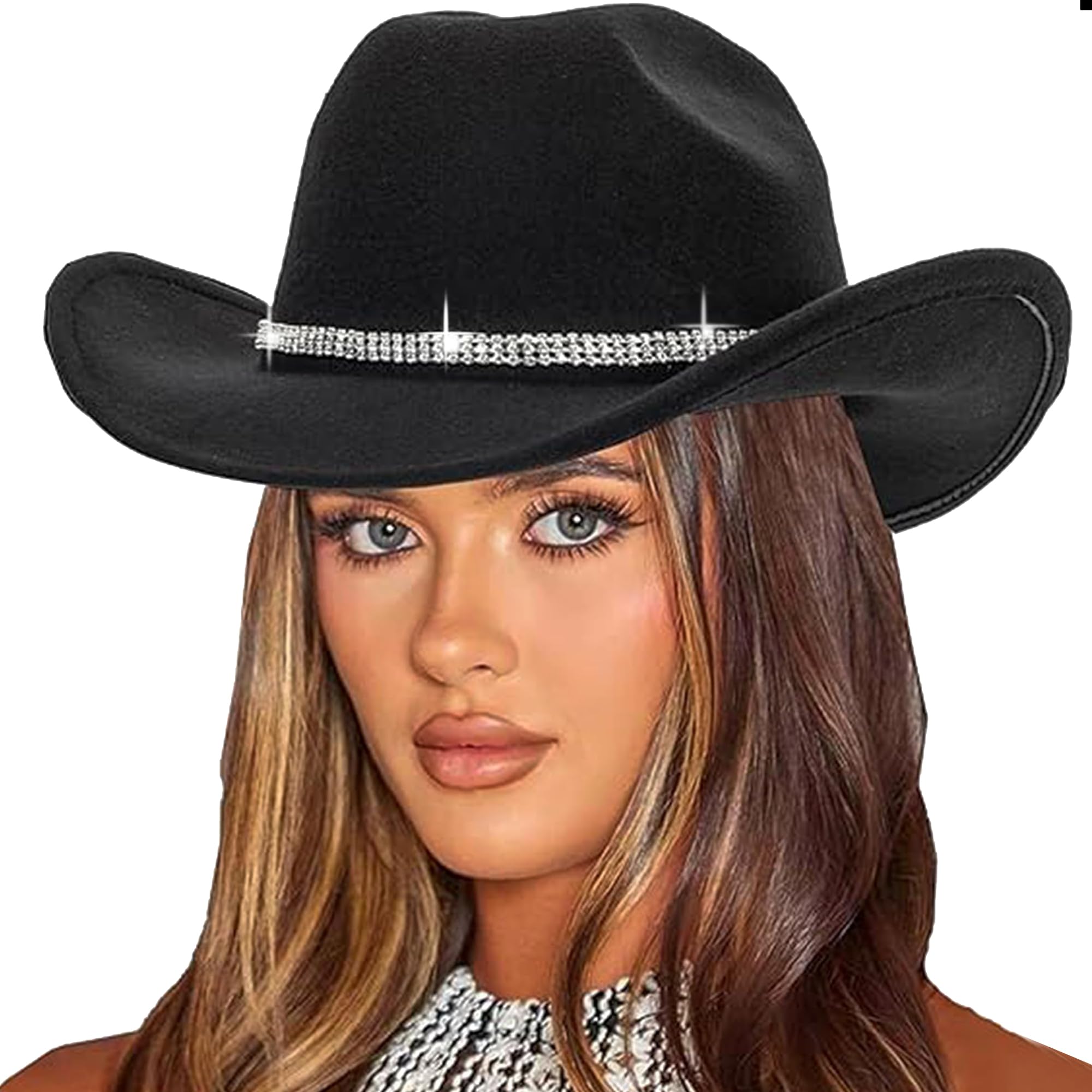 UTOWO Vintage Western Cowboy Hat for Men Outback Cowgirl Hat Rode Felt Fedora Gus Hat Women M/L