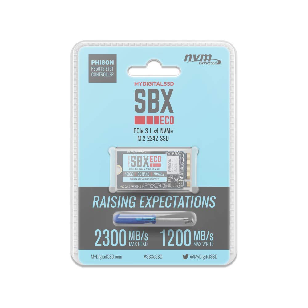 MyDigitalSSD 480GB SBXe Single-Sided 42mm (2242-S2-M) M.2 PCI Express 3.1 x4 (PCIe Gen3 x4) NVMe SSD - MDNVME42-SBXe-0512