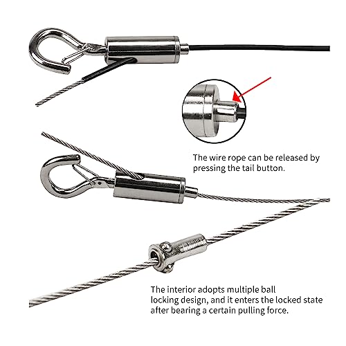 YQL Portable Hook & Eye Turnbuckle Tension for 1/16-3/32 Galvanized /304/316 Stainless Steel Cable Guide Wire Rope light hanging Suspension Accessories Pack-6