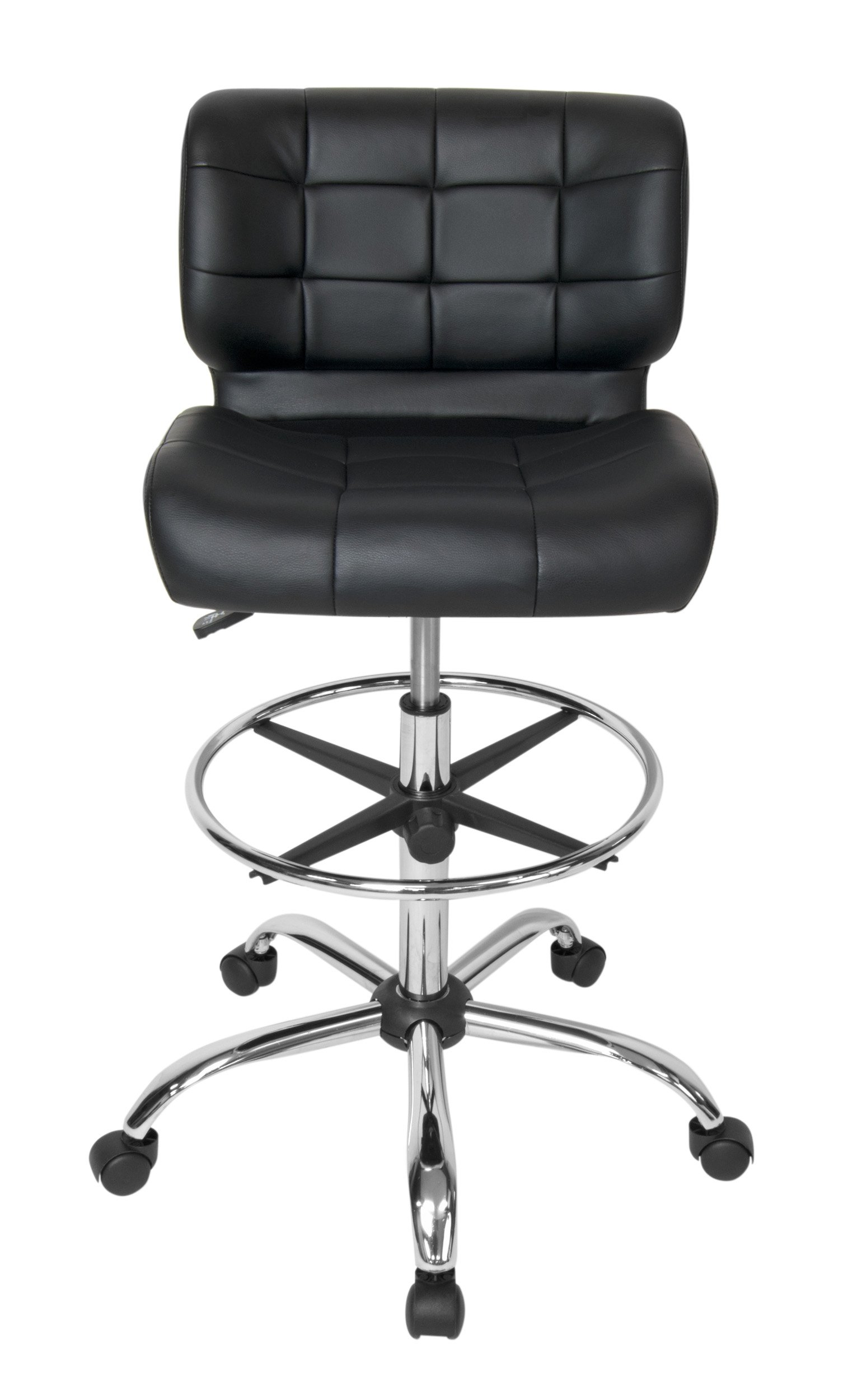 Studio Designs Black Crest Drafting Work Chair with Foot Rest - Adjustable Height - Contoured for Desk or Drafting Table