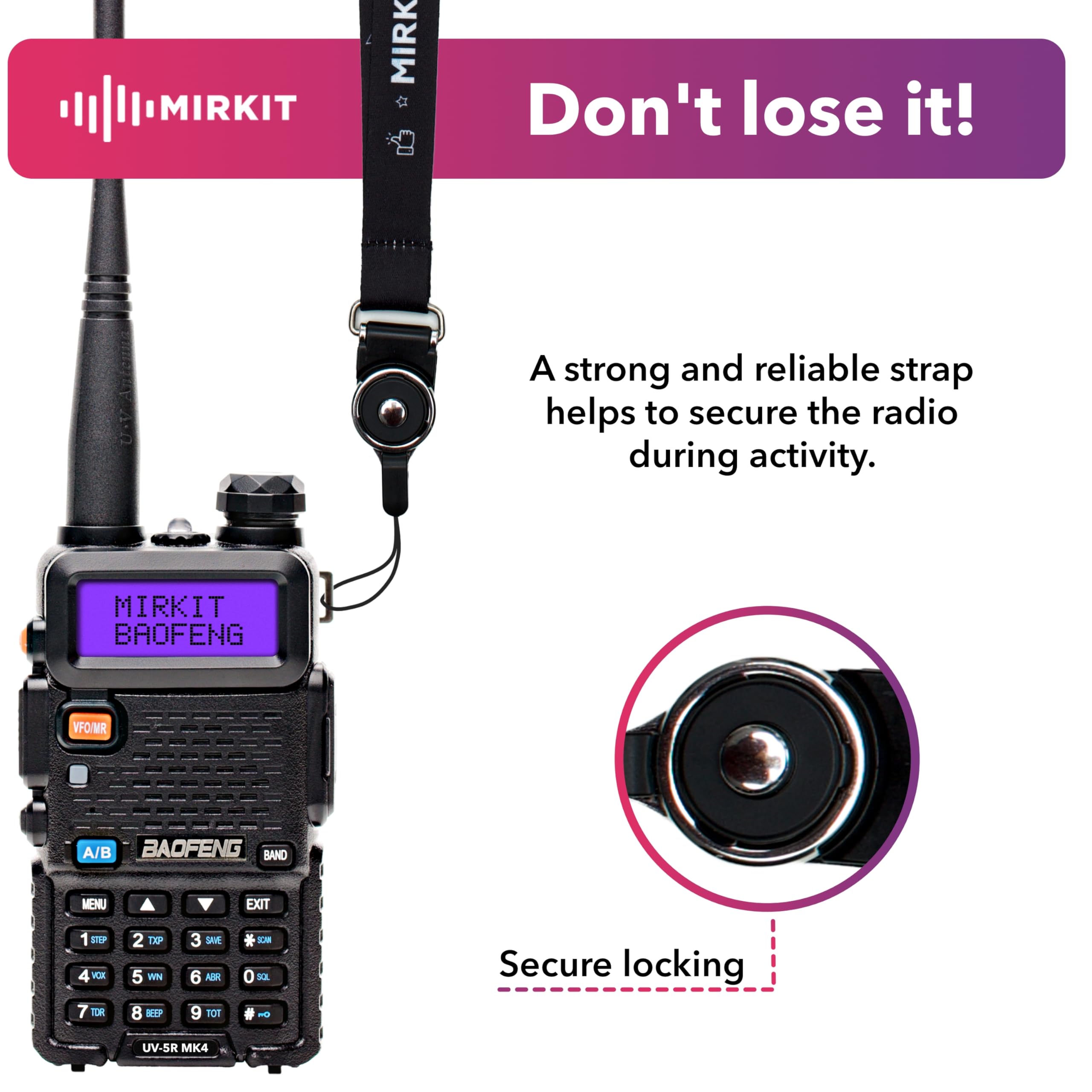 Mirkit Baofeng UV-5R MK4 8W Max Power 2024 Two Way Radio VHF/UHF 144-148/420-450 mhz Ham Radio with 1800 mAh Baofeng Battery, Mirkit Software & Lanyard for Walkie Talkie