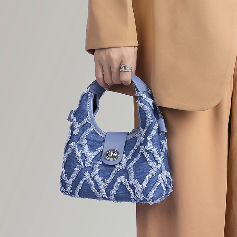 Women Small Shoulder Bags Quilted Crossbody Distressed Jean Denim Purse Clutch Handbag 43