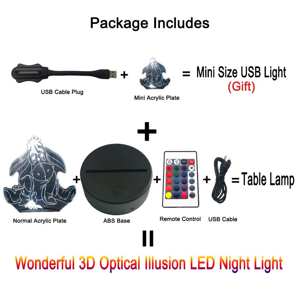 New Cute Cartoon Bear Friend 3D LED Night Light 7 Color Change Table Lamp Home Decor Holiday Kids Christmas Gift
