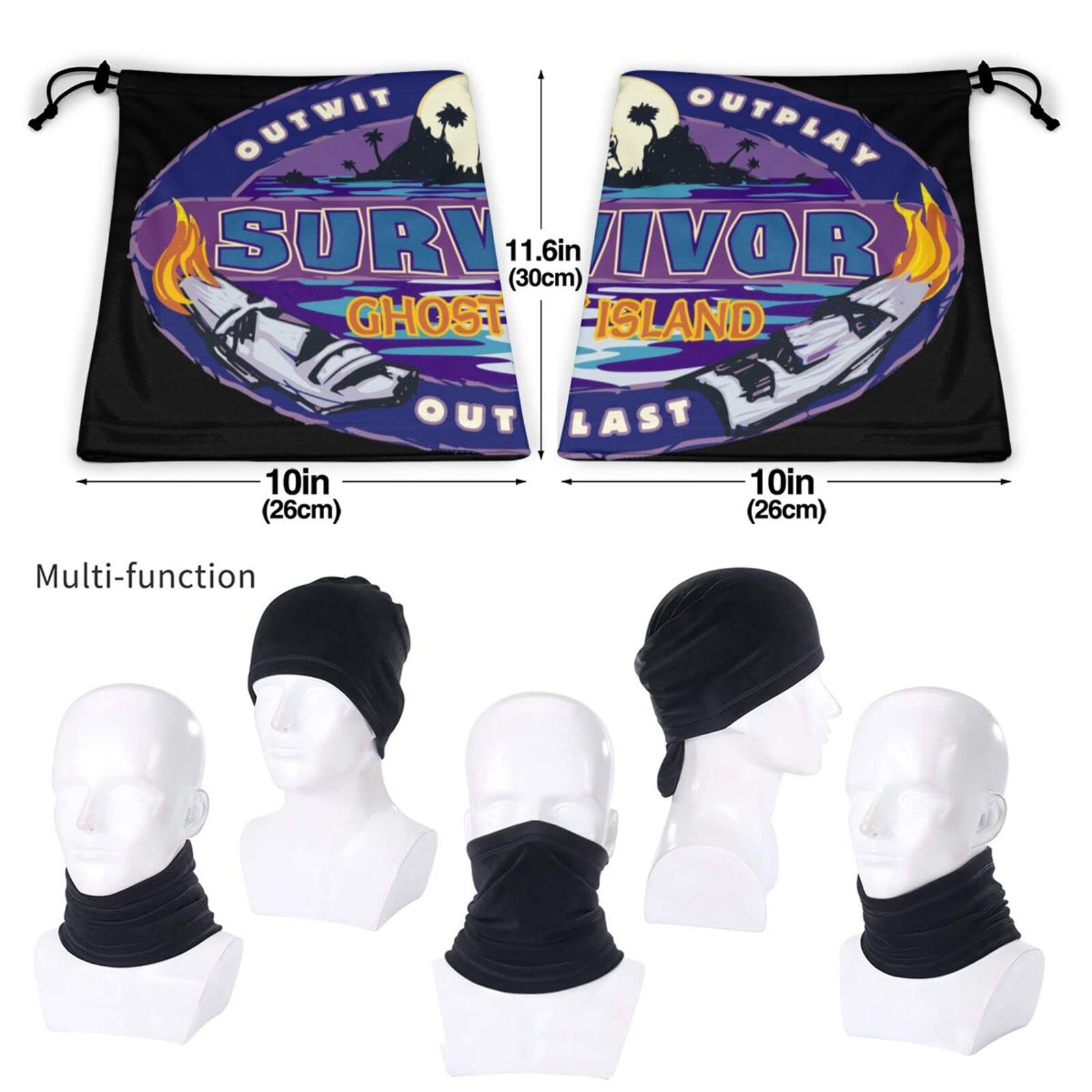 Suruiver Survivor Mask Magic Scarf Bandana Balaclava Headband Neck Gaiter, Black1
