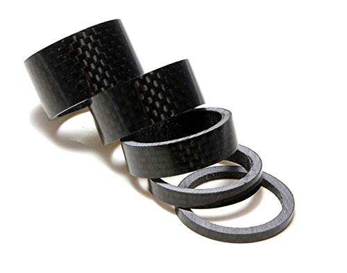 RLECS 5pcs 3K Carbon Fiber Bike Fork Washer Stem Spacers Set 3mm 5mm 10mm 15mm 20mm Bicycle Headset Washer