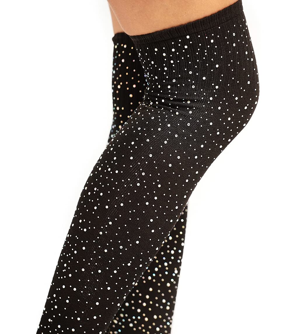 Over Knee Socks Women's Sparkle Rhinestone Stocking Long Casual Socks glitter High Boot Socks Black