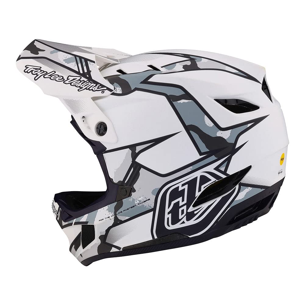 Troy Lee Designs Downhill D4 Composite Matrix Camo Full Face Bicycle Helmet for Max Ventilation Lightweight MIPS EPP EPS Racing Downhill BMX MTB DH - Adult Mens Womens Unisex (White, SM)
