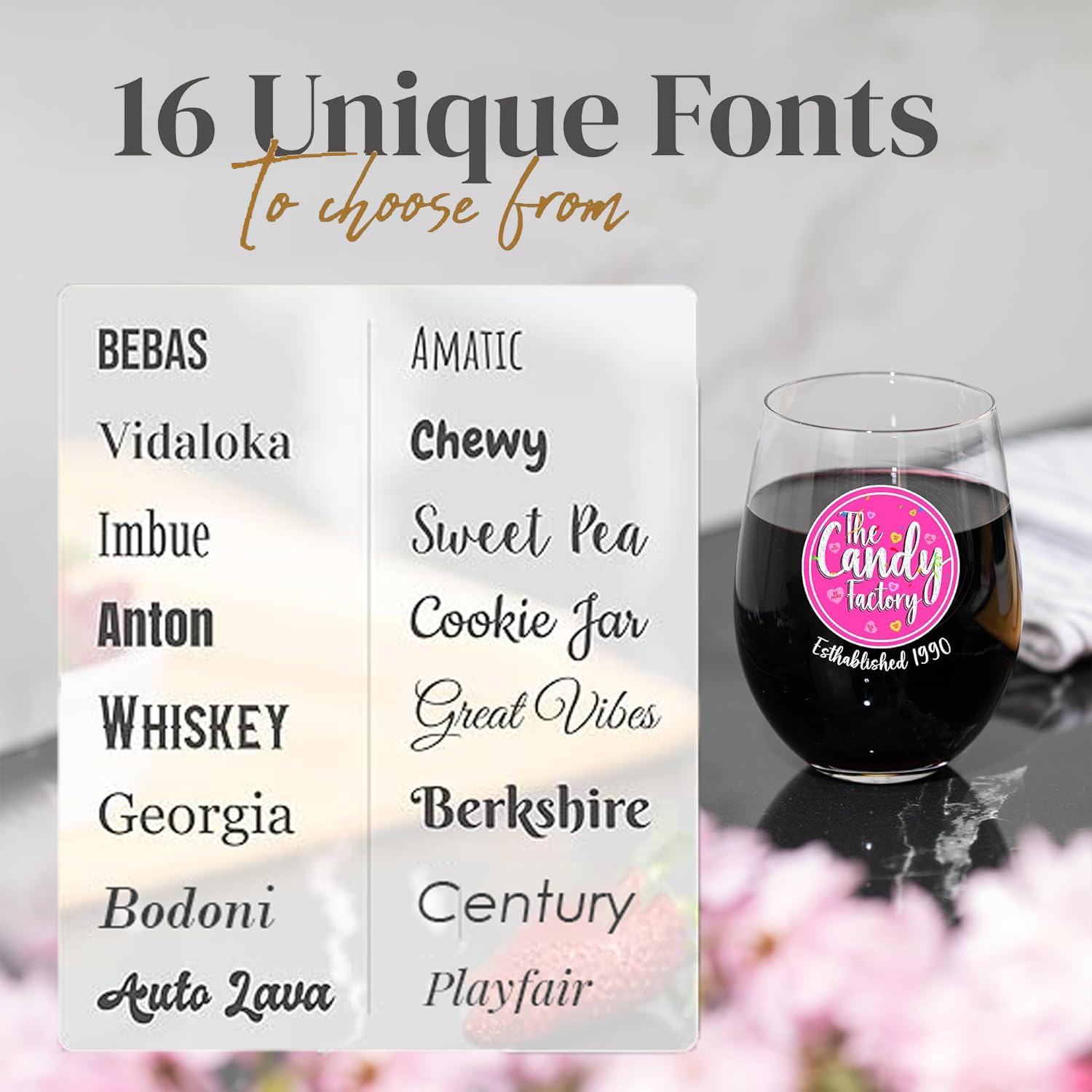 Personalized Stemless Wine Glass with your Photo, Logo or Text - Fun Gift for Birthdays, Best Friend, Mothers Day, Bridesmaid (6 Pack)