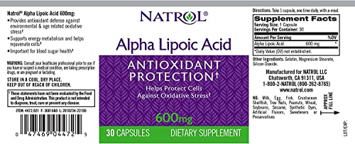Natrol Alpha Lipoic Acid 600 mg Capsules 30 ea (Pack of 4)