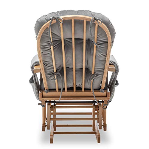 Paddie Glider Rocker Replacement Cushions with Storage Velvet Washable Non Slip for Glider Rocking Chair, 5PCS, Light Grey