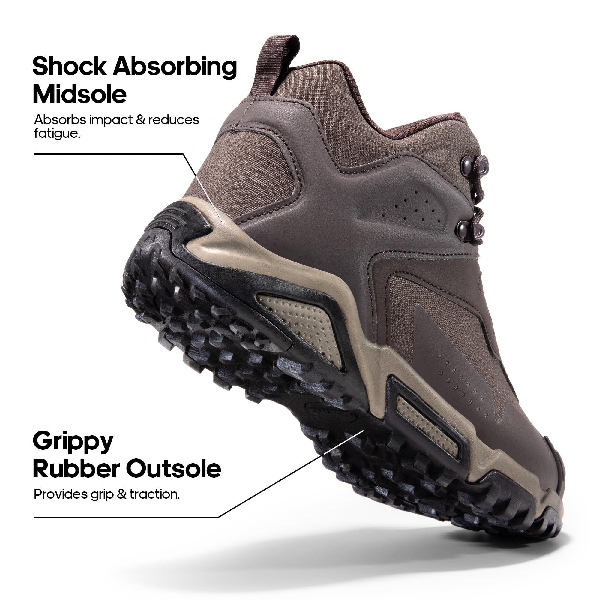 NORTIV 8 Men's Waterproof Hiking Boots Lightweight Mid Ankle Trekking Trails Outdoor Boots,Size 7,BROWN,JS19001M