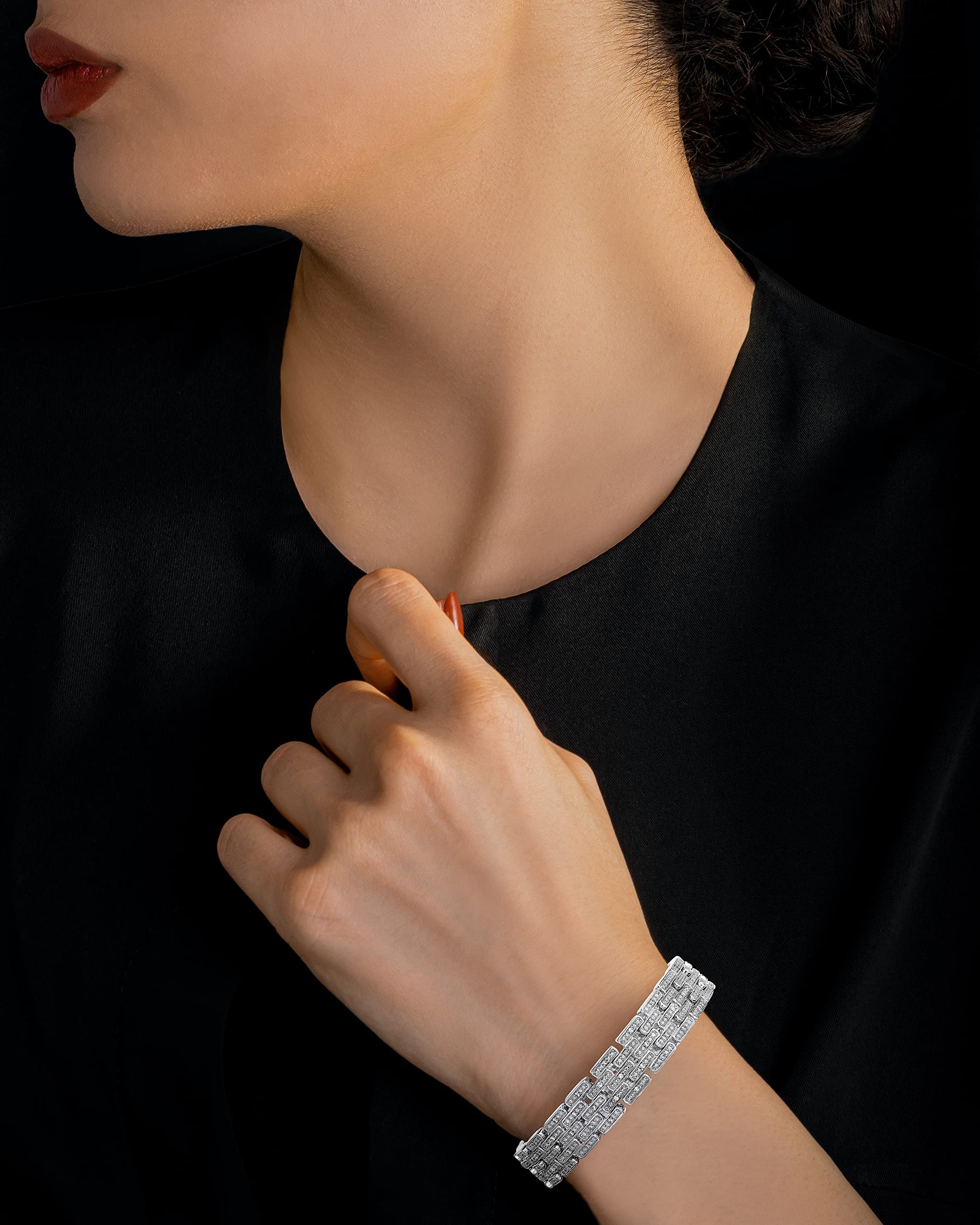 NATALIA DRAKE 1 Cttw Diamond Bracelet for Women Studded Panther Link 7.25 Inches