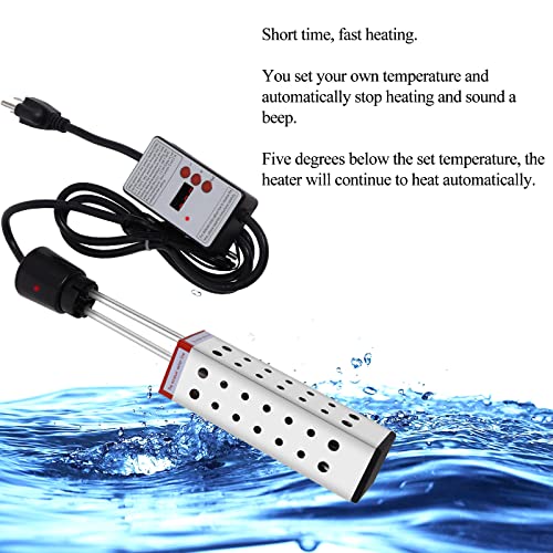 πΌπππππ
π 1500W Electric Immersion Water Heater for Bathtub/Hot Tub/Inflatable Pool, Stainless Steel Submersible Bucket Heater with Temperature Controller, Rapid Heat 5 Gallons Water in Minutes