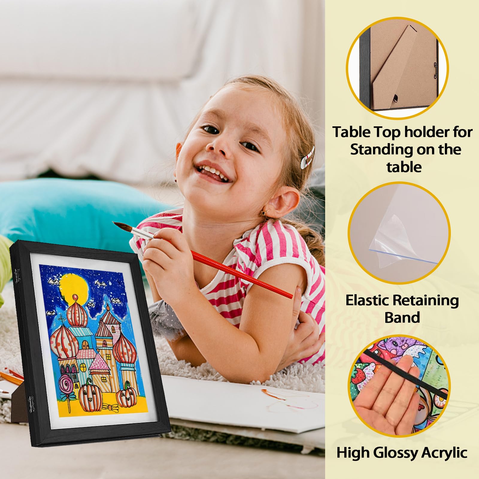 NXN-HOME [2-Pack] Kids Art Frames - Display 8.5x11 or 9x12 with Mat, 10x12.5 without Mat, Front Opening Changeable Kids Artwork Frames, Horizontal and Vertical Art Display for Kids Artwork, Drawing