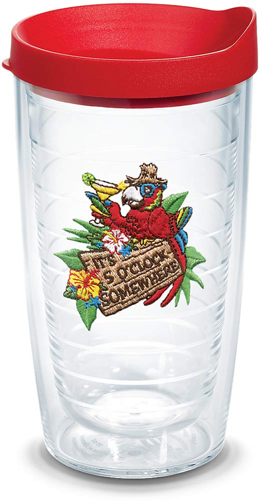 Tervis Margaritaville-It'S 5 O'Clock Somewhere-Red Parrot Tumblers, 16 oz, Clear
