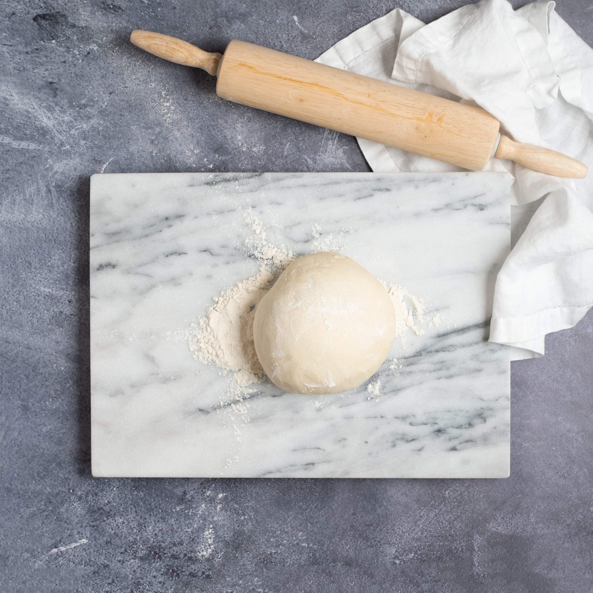 Villa Acacia Marble Cutting Board - 18 x 18 Inch Marble Slab Pastry Board for Charcuterie, Cheese, Dough, Dessert - Decorative Stone Cutting Board for Kitchen and Home