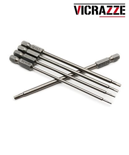 VICRAZEE 1.27 1.5 2.0 2.5 3.0mm Hex Head Allen Wrench Drill Bit Set S2 Steel 1/4" Hex Shank 4.3" Long for Electric Screwgun/Power Drill RC Hobby Tools Kit (5-Pack)