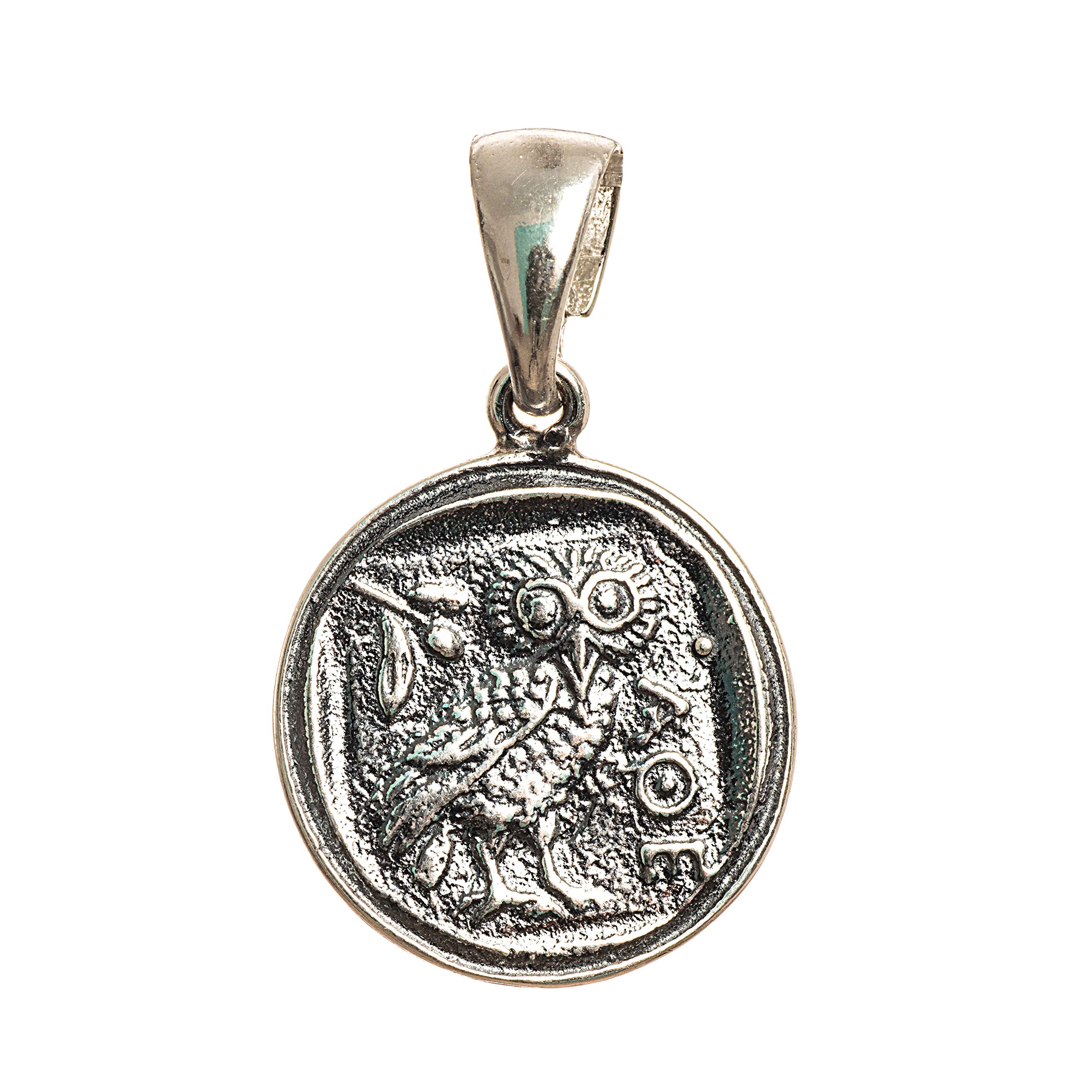 Owl of Athena Wisdom Pendant Small Replica Greek Coin Mythology Rustic