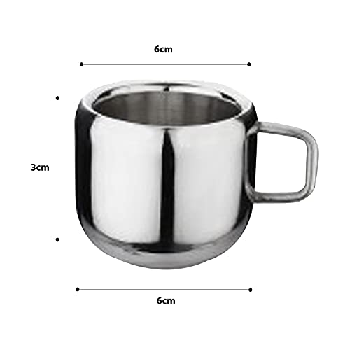 WhopperIndia Stainless Steel Coffee Cup Mug Double Wall Stainless Steel Tea Cups, Reusable & Dishwasher Safe Set of 6