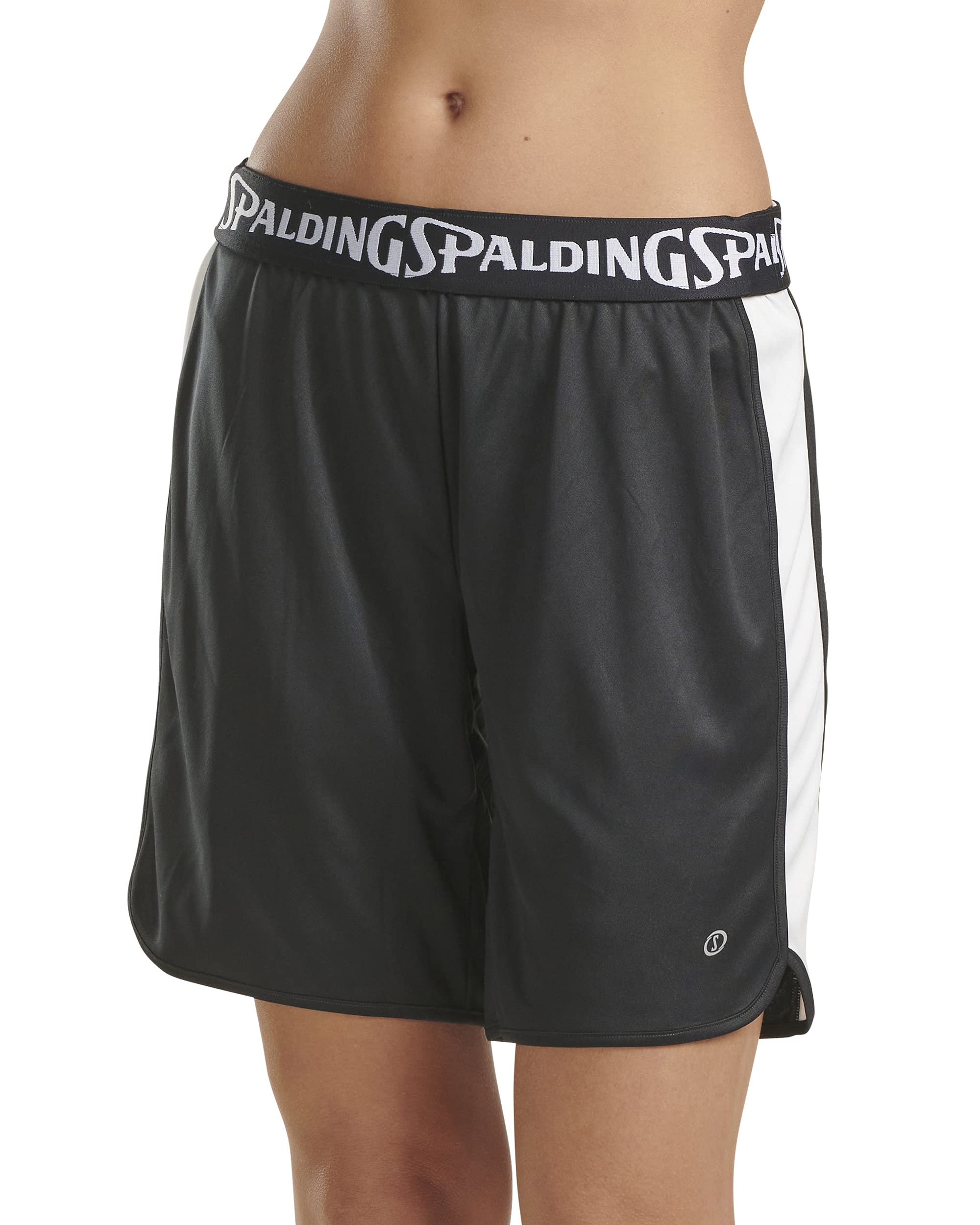 Spalding Women's Colorblock Active Basketball Short, Black/White, X-Large