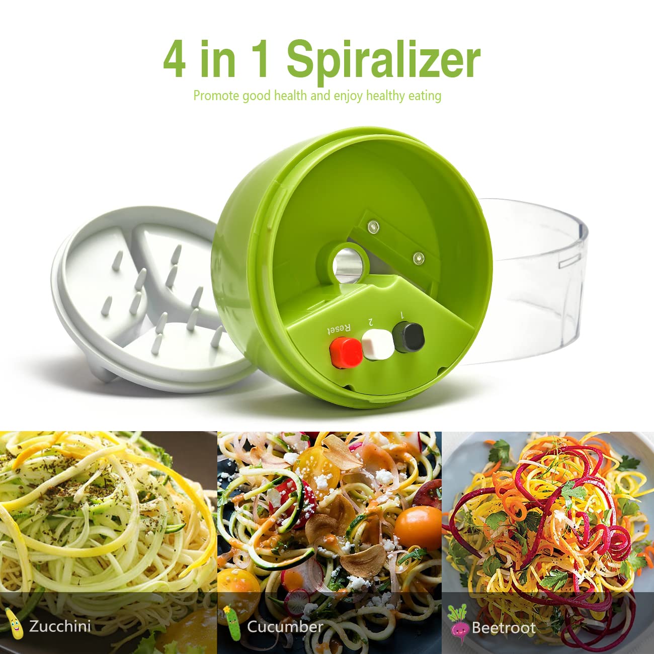 MOOREDLIFE Spiralizer Handheld Vegetable Slicer, 4 in 1 Zucchini Spaghetti Maker Vegetable Zoodle Maker Veggie Spiralizer US230910