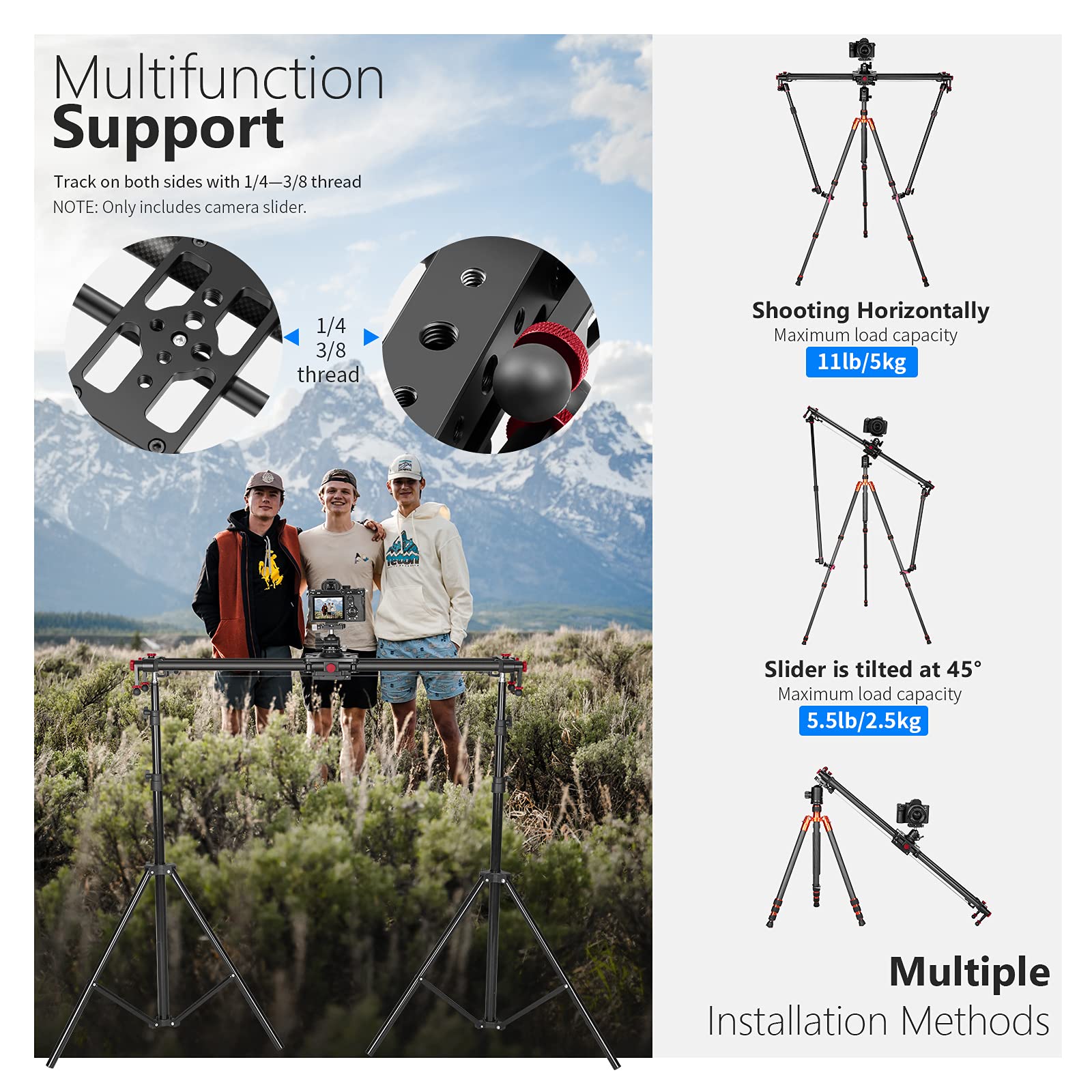 NEEWER 39.4"/100cm Motorized Camera Slider with 2.4G Wireless Control, Carbon Fiber Wireless Camera Slider Supports Video Mode, Time Lapse Photography, Horizontal Tracking and 120° Panoramic Shooting