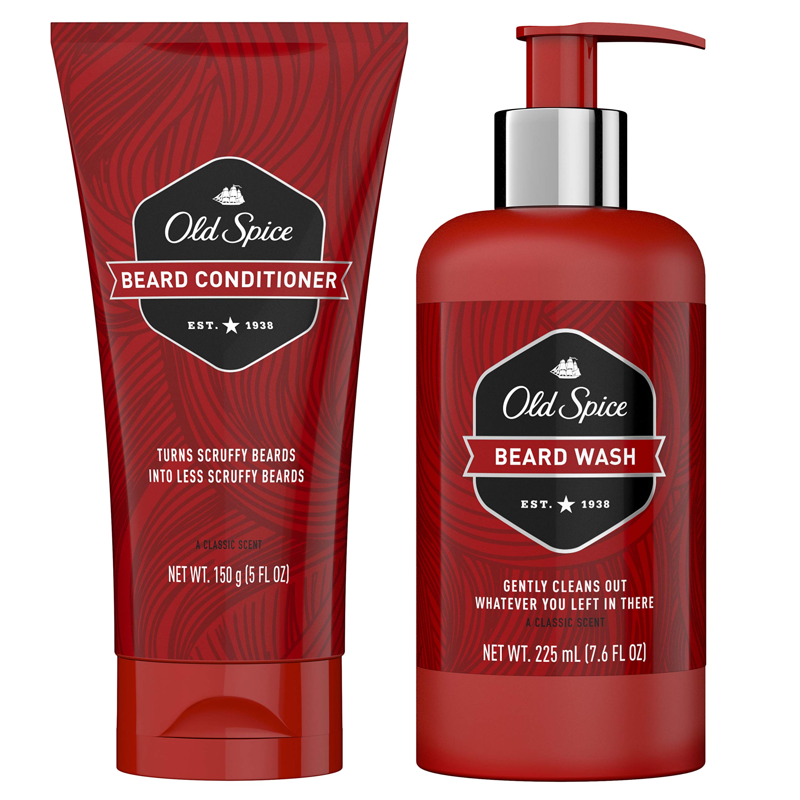 Old Spice, Beard Wash + Leave In Conditioner for Men, Beard Care & Grooming Kit, 6.8 oz + 5 oz