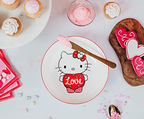 Toynk Sanrio Hello Kitty Love 9-Inch Ceramic Coupe Large Dinner Bowl For Serving Pasta, Salad, Cereal