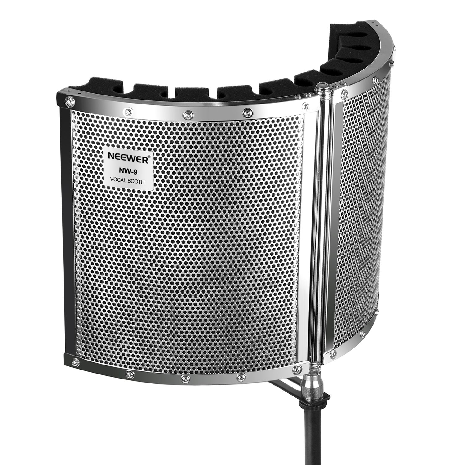 Neewer Portable Foldable Adjustable Microphone Voice Isolation Board Aluminum Microphone Shield with High Density Foam, Non-slip Feet (NW-9)