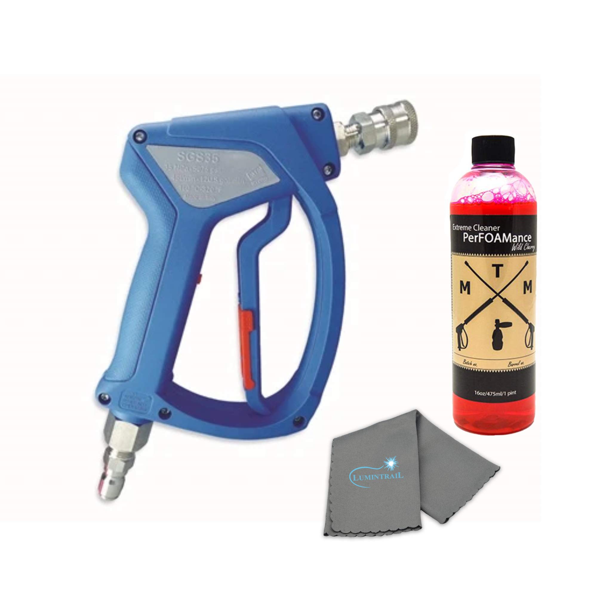 MTM Hydro Acqualine SGS35 Spray Gun with Built-In Stainless Swivel Bundle with MTM Foam Soap and Cloth