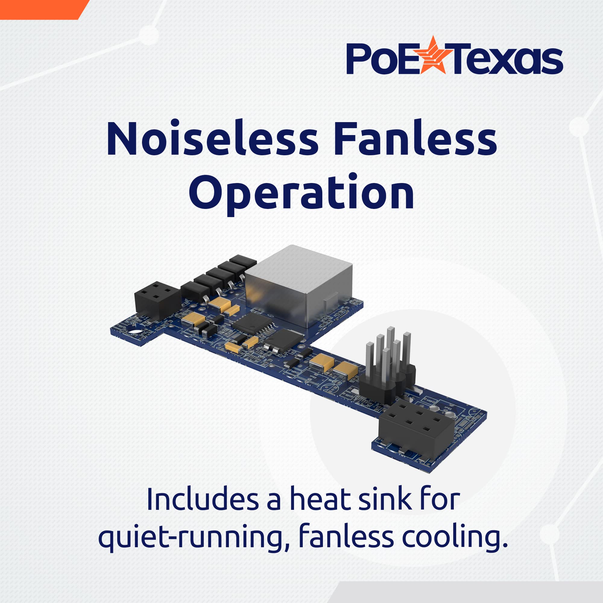 PoE Texas Raspberry Pi PoE Hat - Power Over Ethernet PiHat Fits Raspberry Pi 3 B+ and Pi 4 - Slim, Sleek, Compact, Heat Sink, Fanless - Works with 15 to 56 Volt Passive Network Switch or Injector