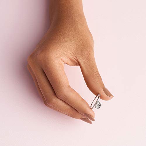 Pandora Dangling Family Tree Ring - Sterling Silver Ring for Women - Layering or Stackable Ring - Intricately Hand-Finished Ring - Gift for Her - Sterling Silver with Clear Cubic Zirconia - Size 5