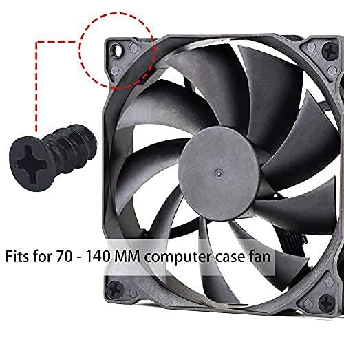 Persberg 100pcs Computer Cooling Fan Mount Screws, M5x10 Black Computer PC Case Fan Screws Black for 70mm, 80mm, 90mm, 92mm, 120mm, 140mm PC Cooling Fan Mount Screws- Screw kit (FANSCREW)(120-19)