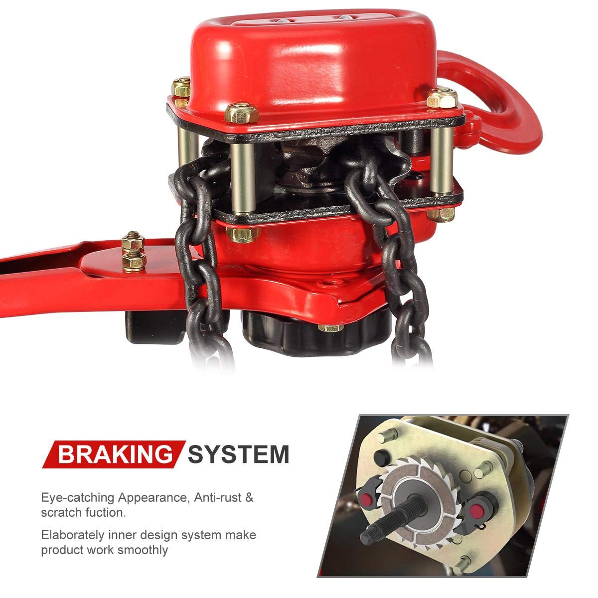 Partsam 1650LBS Capacity Lever Hoist Come Along 5FT 3/4 TON Lift 2 Heavy Duty Hooks &1Pcs Premium Towing Strap for Lifting Pulling Building Garages Attic Warehouse Automotive