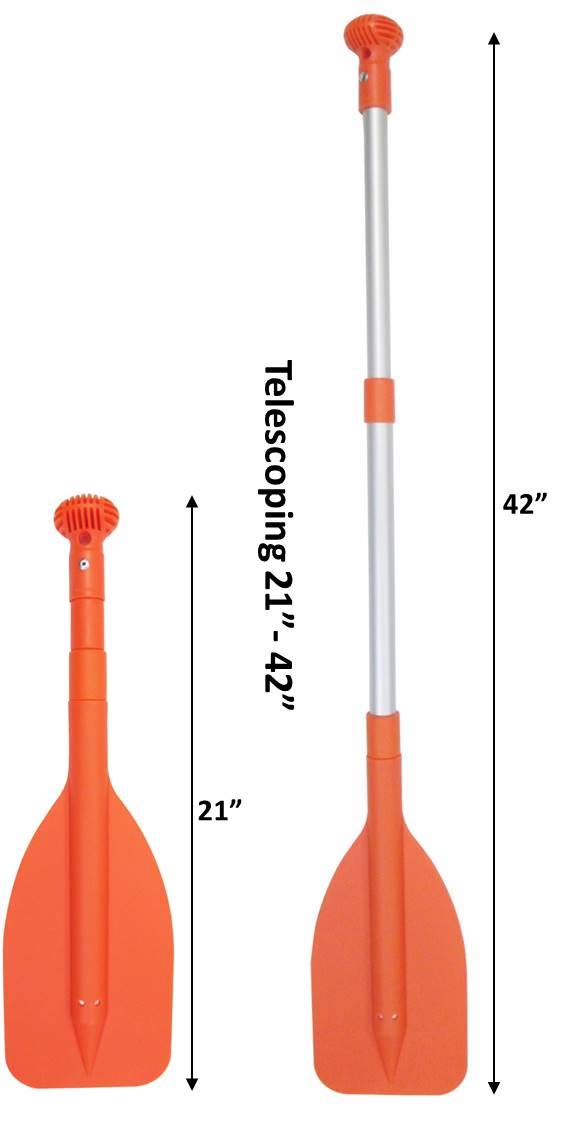 Pactrade Marine Boat Kayak Raft Set of 2 Mini Telescopic 21'' - 42'' Paddle Orange Blade Round Grip No Direction Limit (2 pcs)