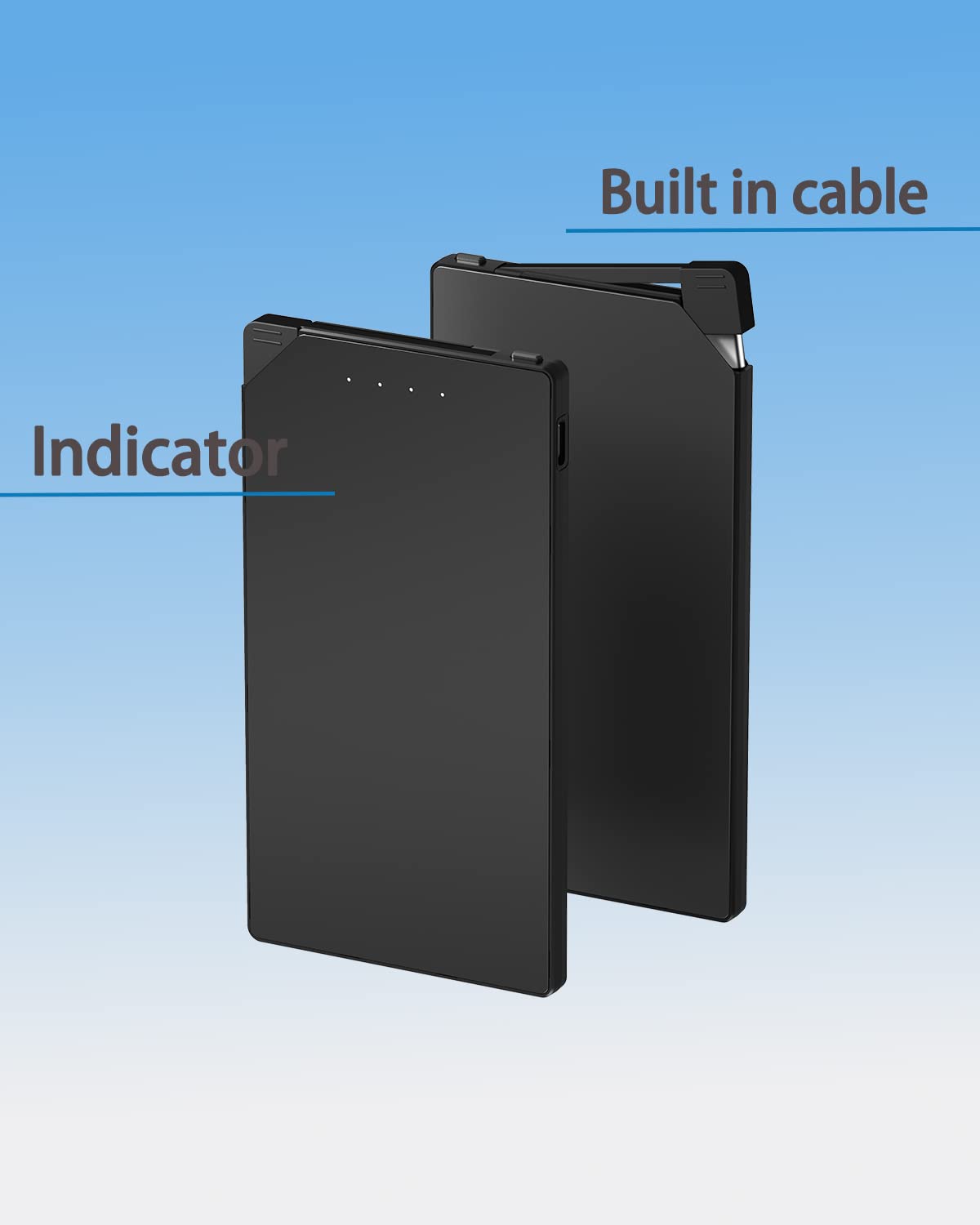 TNTOR Portable Charger with Built-in USB C Cable, 5000mAh Ultra Thin Power Bank Small Battery Pack, Compatible with iPhone 15 USB C Android Phones/Tablet/Camera etc.
