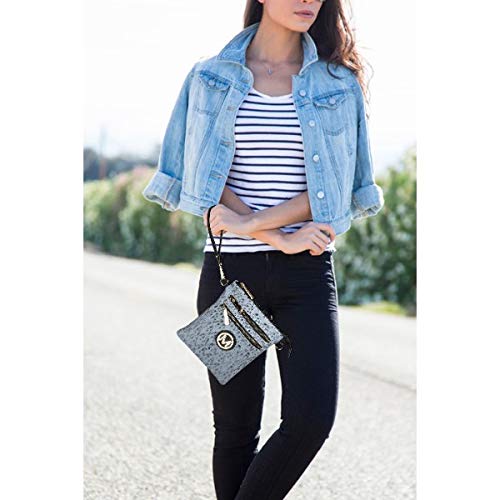 MKF Crossbody Bags for Women, Wristlet Strap β PU Leather Shoulder Handbag β Small Crossover Messenger Purse, Black