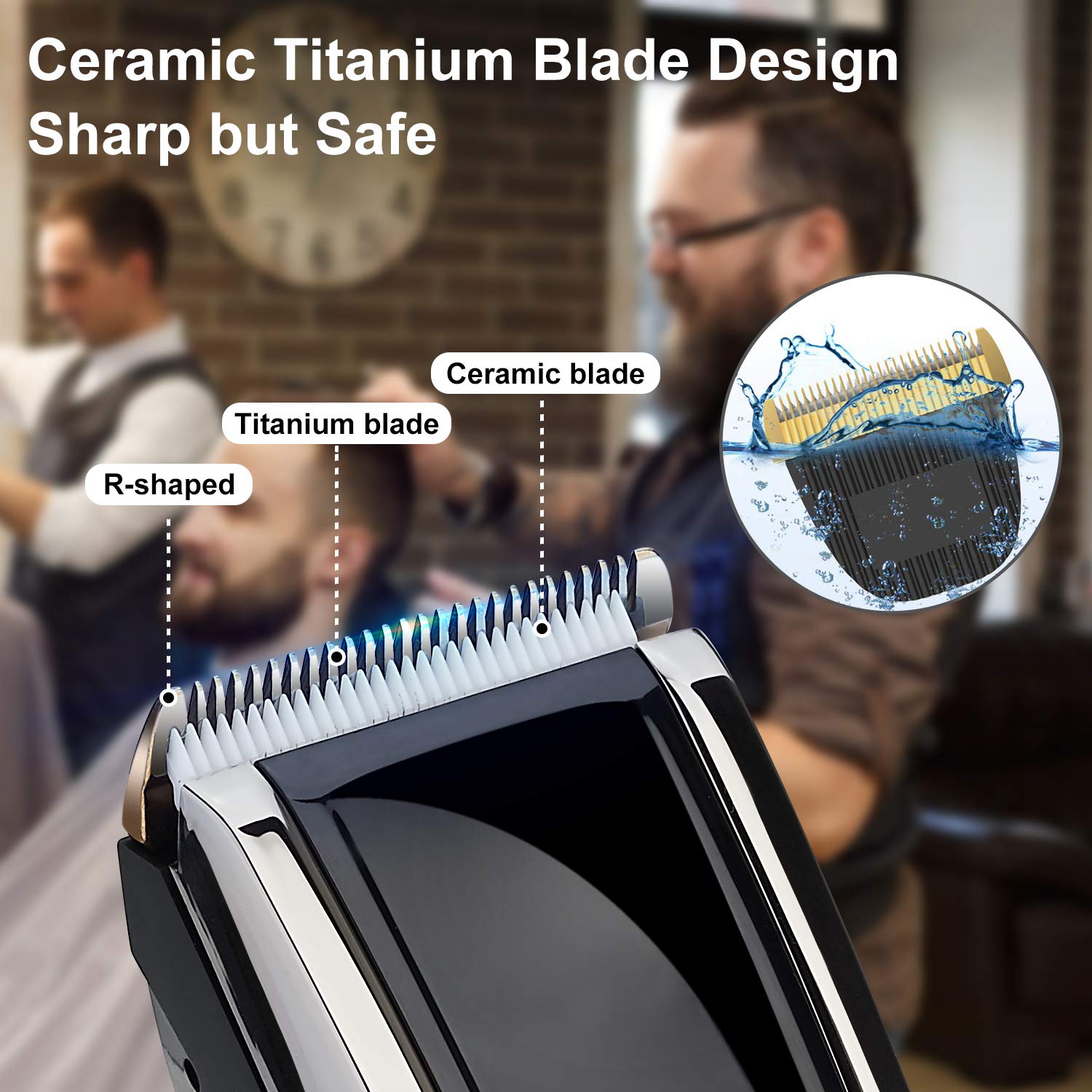 Pamoire Hair Clippers for Men Cordless Professional Clippers for Hair Cutting, Rechargeable Beard Trimmer Grooming Kit, LED Display (schwarz)
